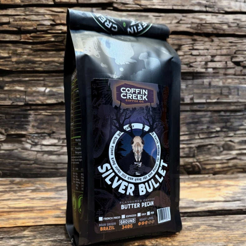 Whole Bean Coffee - Butter Pecan Flavor | Silver Bullet – West Coast ...